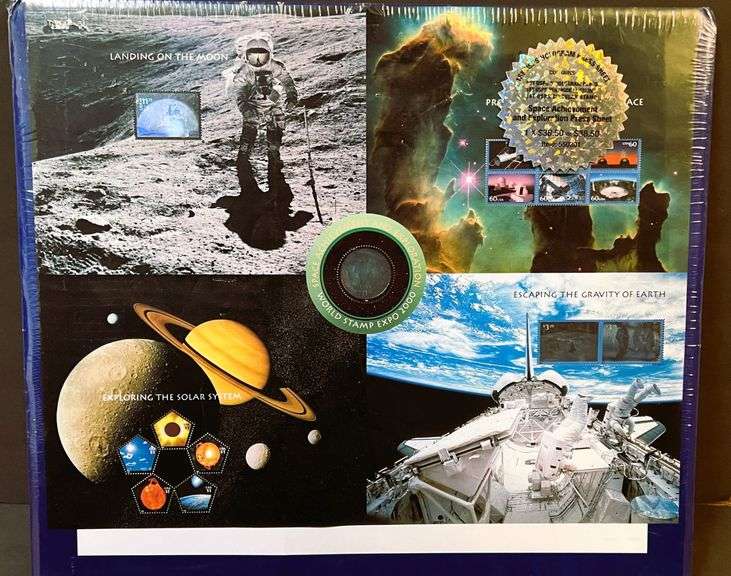 2000 USPS 1st hologram stamp uncut press sheet, "Space Achievement ...