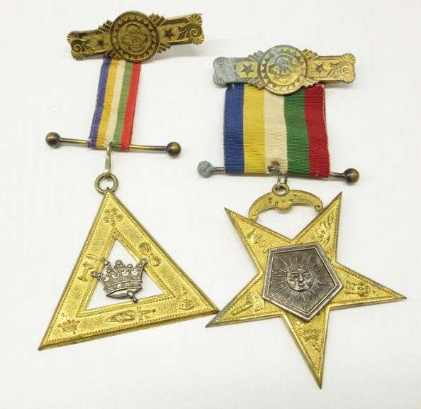 (8) Older Order of the Eastern Star Officer Medals/Badges 3" x 5 ...