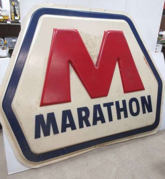 Marathon Sign, Heavy Plastic - Albrecht Auction Service