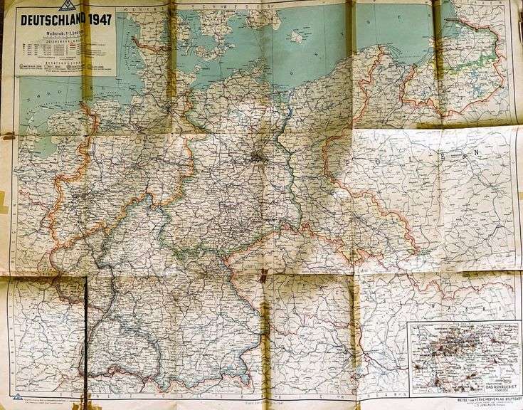 1947 Military occupation zones map of Germany, 34" x 27", in good ...