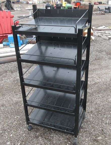 Black metal display rack on wheels - Albrecht Auction Service