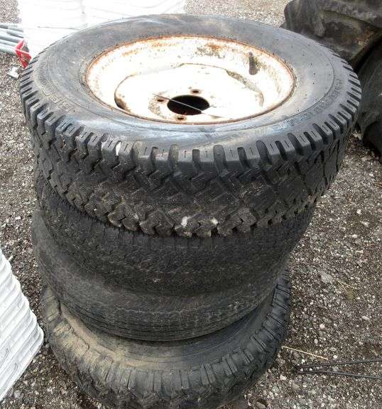 (4) Four-bolt wheels for a hay wagon; Pickup tire, 15" rims, never used ...
