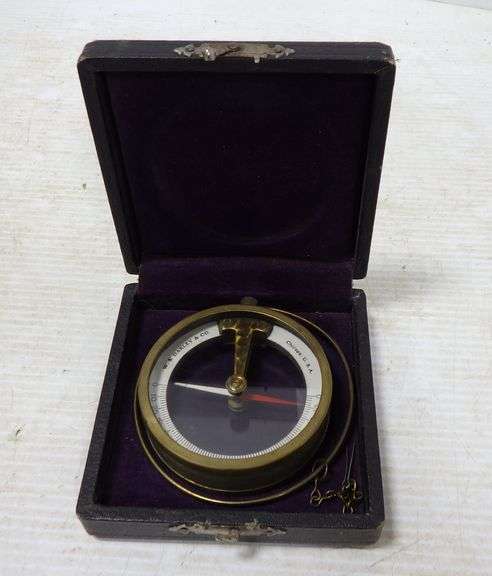 Antique dip needle compass for finding metal, Case- 5"W, compass ...