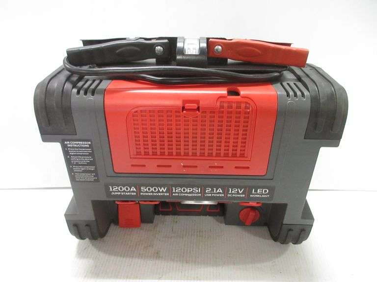 Vector 1200 AMP jump starter, 500W, 120 PSI air compressor, USB charge ...