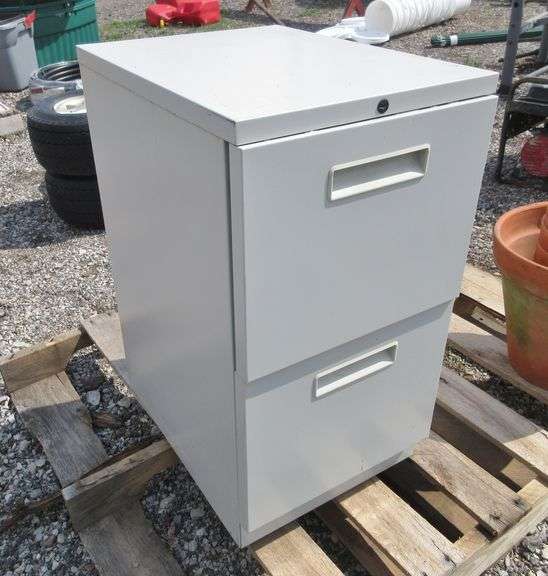 Two-Drawer filing cabinets; (4) Small storage containers, 15"W x 20"D x ...