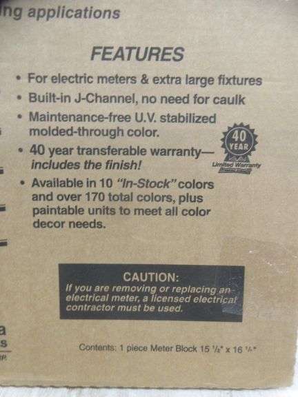 Mid-America meter block, 15 1/2" x 16 1/2" with J channel cactus color ...