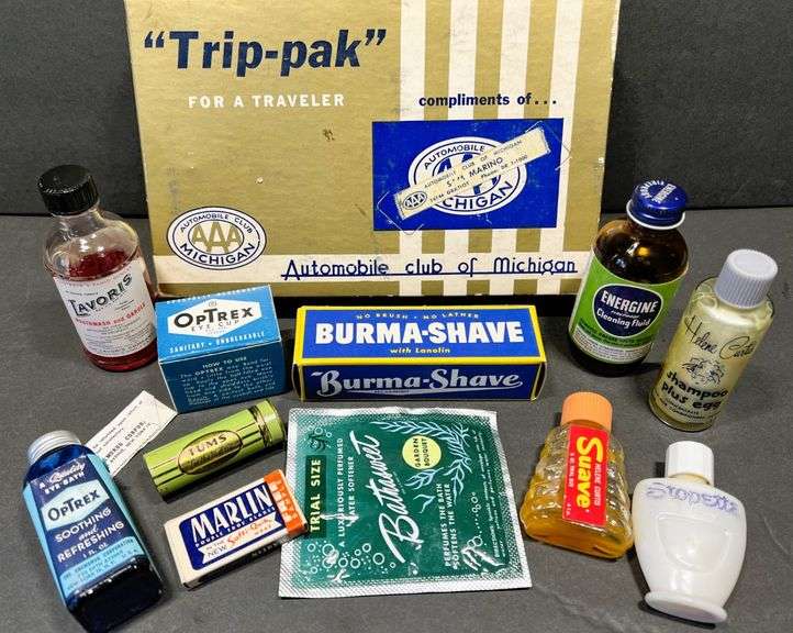 1950's Michigan AAA "Trippak" traveler health and beauty kit, in very ...