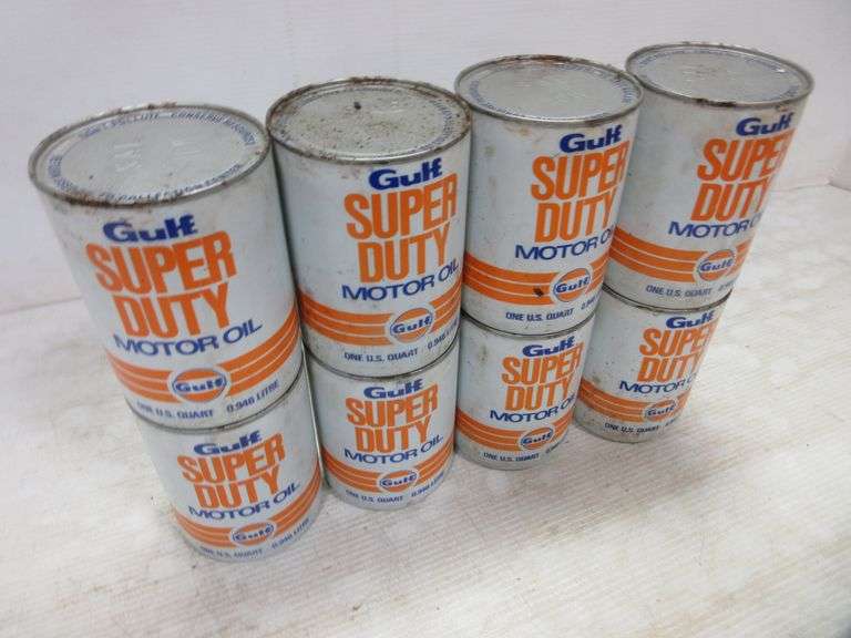 (8) Gulf Super Duty One-Quart Oil Cans - Albrecht Auction Service