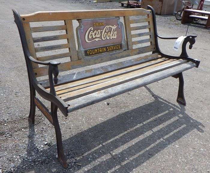 Vintage Coca-Cola bench, 1940's fountain service bench, 49 1/2"W x 20 ...
