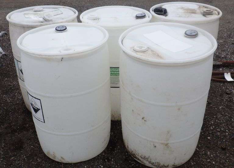 (5) White 55-Gallon drums, had chlorinated plus alkaline degreaser in ...