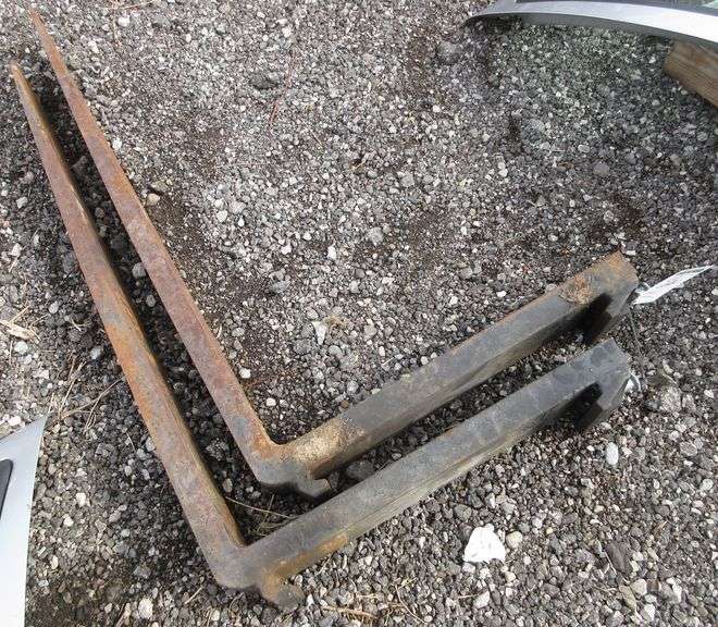 Pair of forklift forks with locking pins, 42"L , used, good - Albrecht ...