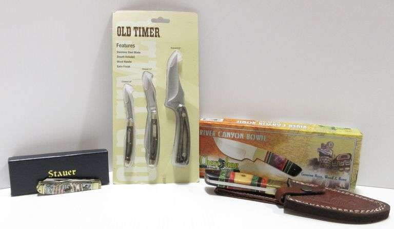 Collector Hunting Knives, includes: Stauer Trapper, Old Timer 3-piece ...