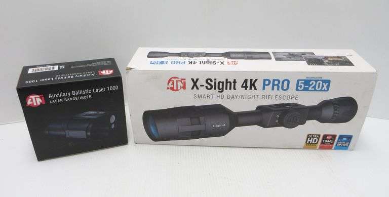 ATN X-Sight 4K Pro 5x20 Smart HD day/night rifle scope; ATN ABL laser range finder 1000 ...