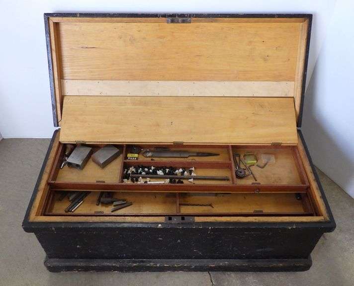 Old tool chest, 33"W x 14"D x 13"H - Albrecht Auction Service
