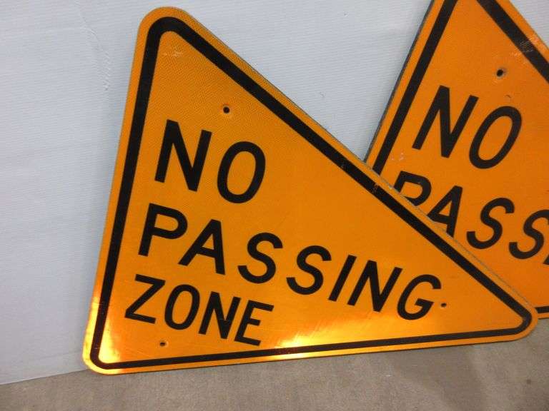 (2) "No Passing Zone" Signs - Albrecht Auction Service