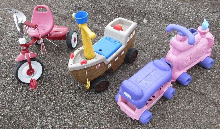 Radio Flyer Tricycle; Little Tikes wheeled boat; VTech alphabet train ...