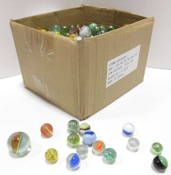 Box of vintage marbles, Box- 6" x 6" x 4 1/2"H, good - Albrecht Auction ...