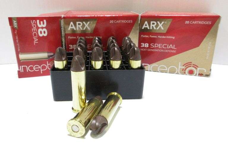 (40) Rounds of ARX Inceptor .38 Special ammo, 77-grain ARX - Albrecht ...