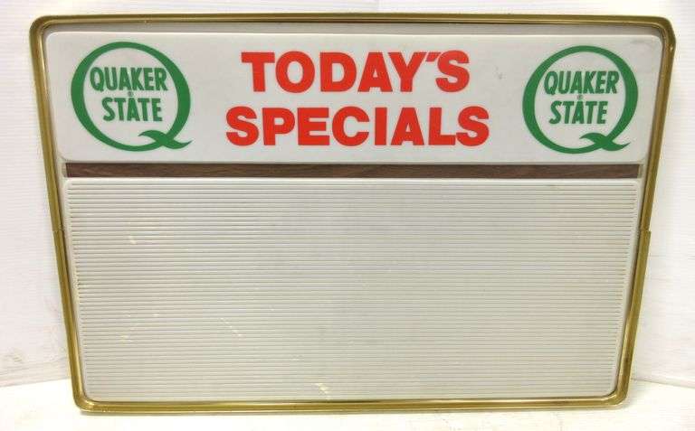 Fantastic Quaker State "Today's Specials" Sign, Board Complete With ...