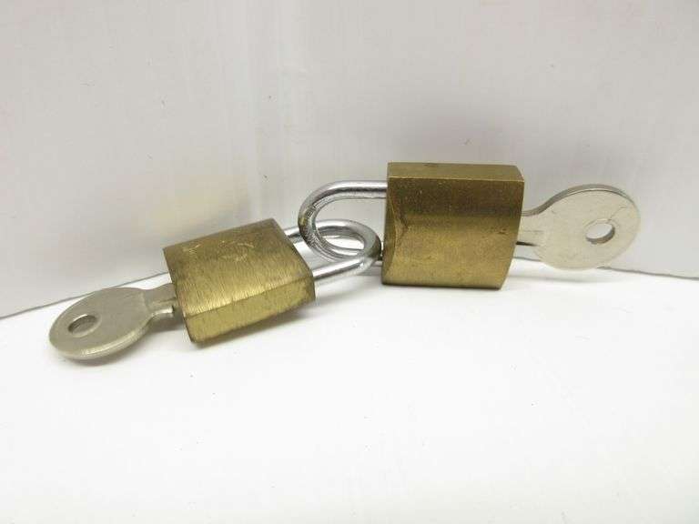 Old time locks with keys, longest appears to be hammered brass, Eagle ...