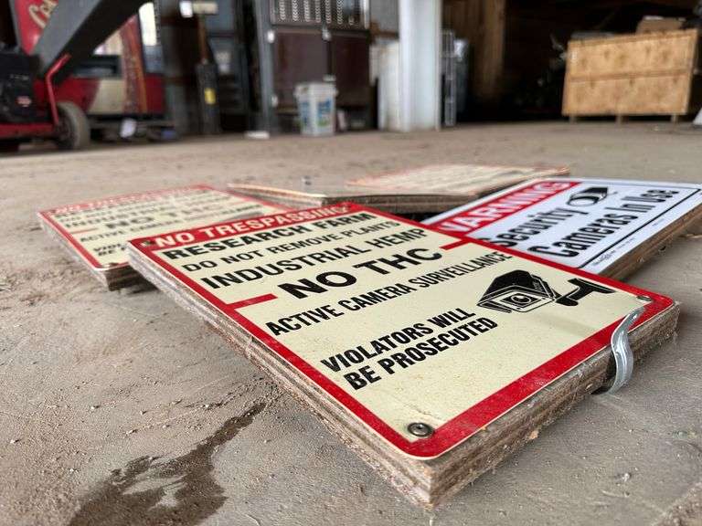 (5)-Heavy Duty Signs, No Trespassing/Surveilance - Albrecht Auction Service