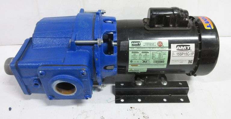 AMT Commercial Duty Pump Motor Model 155P15C-1P, 1.5 HP, see side plate ...