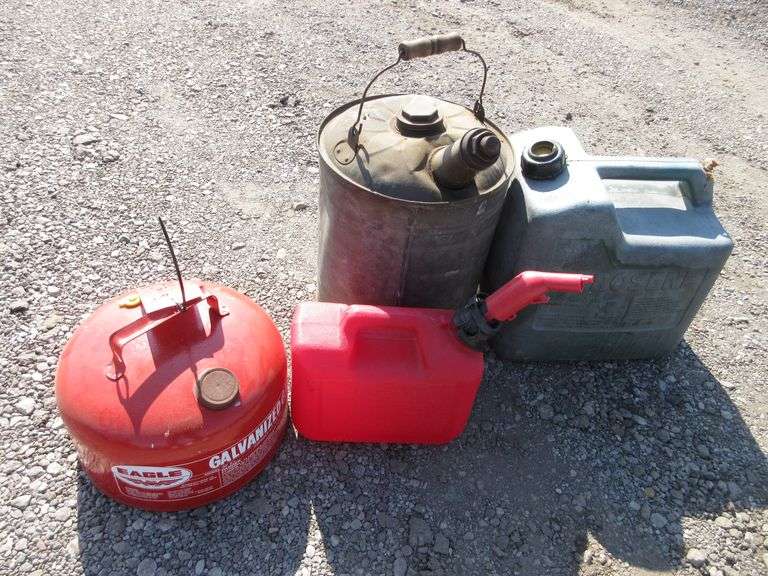 (4) Fuel cans, include: 5-Gallon kerosene, 5-Gallon gas, 2.5-Gallon gas, and 1-Gallon gas ...