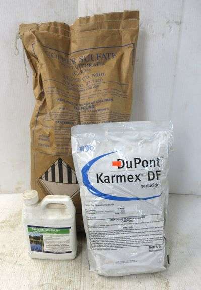 Herbicide, includes: DuPont Karmex, Shore-Klear, and Copper sulfate 50 ...