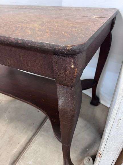 Antique Wolverine Mfg. Detroit MI, 1887 tiger oak and clawfoot table ...