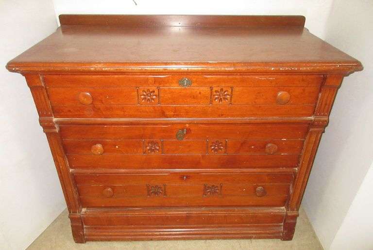 Antique three-drawer dresser, 40"W x 21"D x 33"H, has wear - Albrecht ...