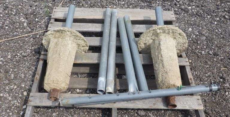 (6) Galvanized steel clothesline posts, one pair used - Albrecht ...
