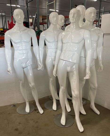 (6) Male full size mannequins with stands, All- 72"H, very good ...
