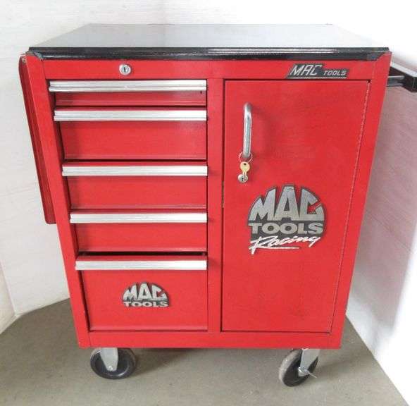 Older Mac rolling toolbox with five-drawers, folding side shelf and key ...