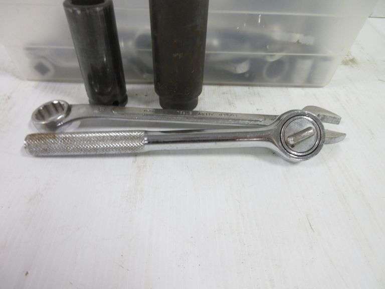 (30) Wrenches, (20) Sockets, Pittsburgh wrench ring set, and a ratchet ...