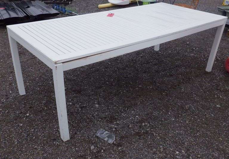 Large rectangle table, white, 86"W x 39"D x 29"H, one leg very loose ...