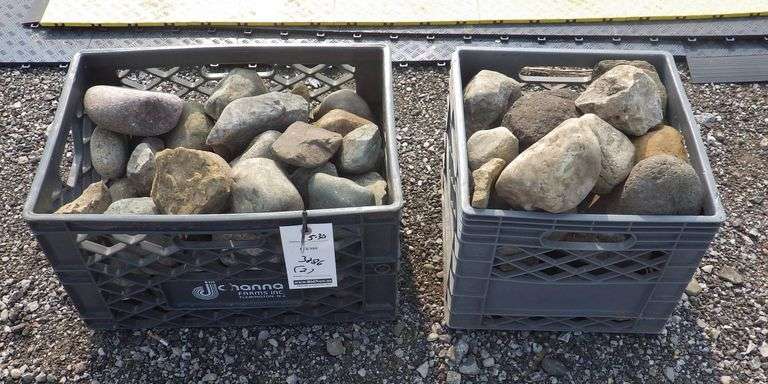 (2) Crates of landscaping rocks, 19"W x 13"D x 11"H and 13"W x 13"D x ...