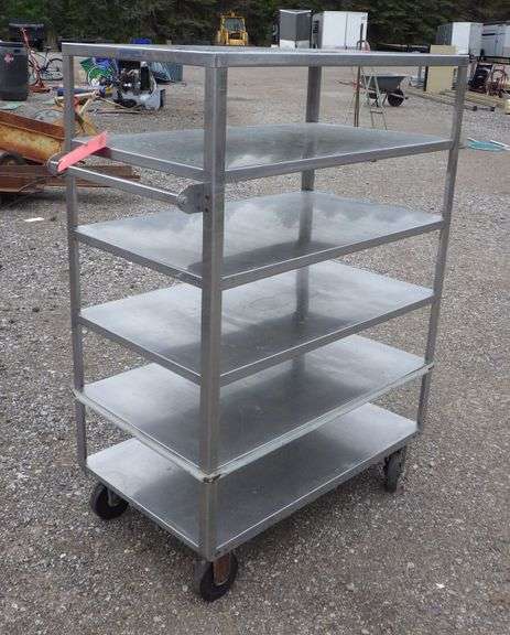 Stainless steel rolling shelf, 6-shelves, 21"W x 35"L x 51"H, good ...