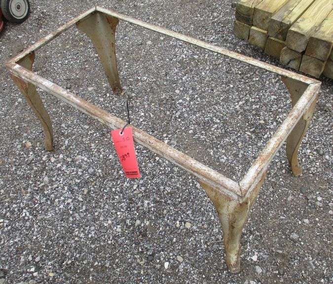 Old metal table base, 36"W x 17"D x 18"H - Albrecht Auction Service