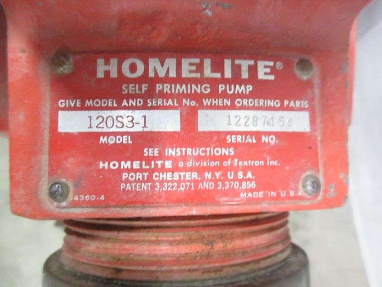 Homelite 3" self priming water pump, 19"W x 19"H, runs and pumps well ...
