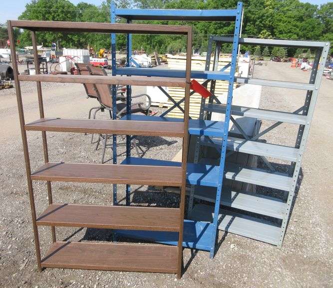 (3) Metal shelf sets, include: 1- Gray, 1- Brown, 1- Blue - Albrecht ...