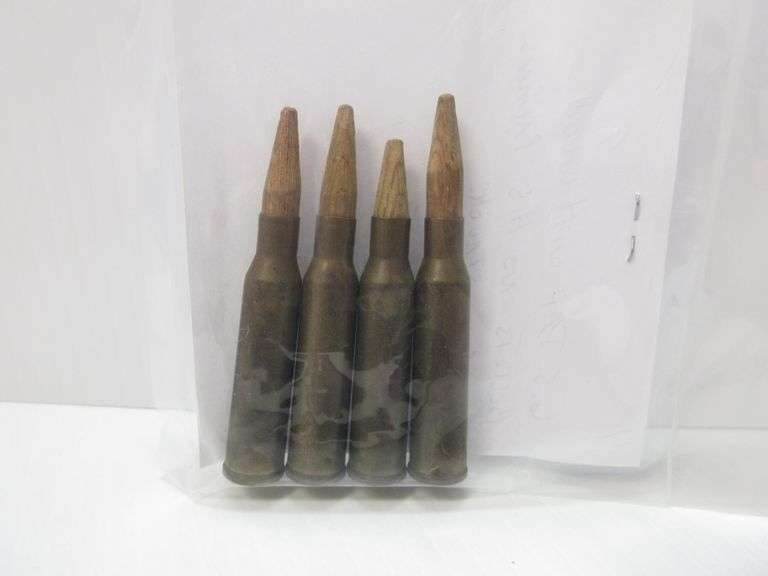 (4) Rounds of 6.5 JAP with wood bullets, no H.S. Primers have been ...