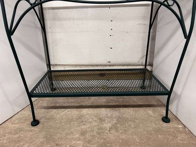 Large vintage Bakers Rack with matte green color, large shelves and ...
