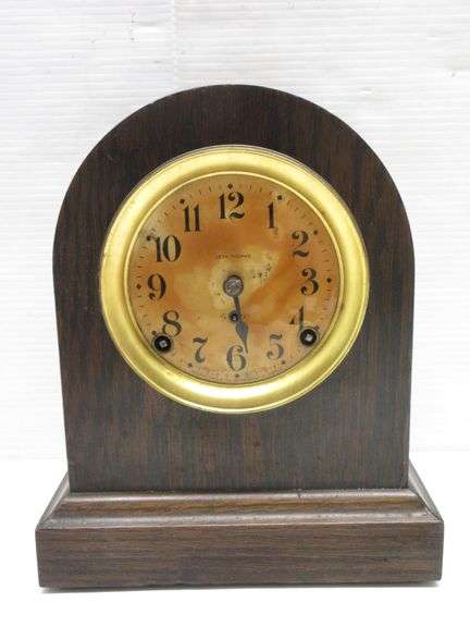Seth Thomas antique mantle clock, 9"W x 5"D x 11"H, heavy wear, no key ...