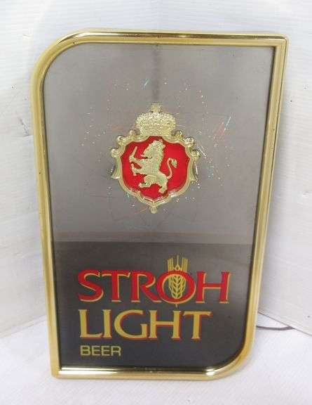 Lighted rotating rainbow, Stroh's beer sign, 11"W x 19"H, lighted with ...