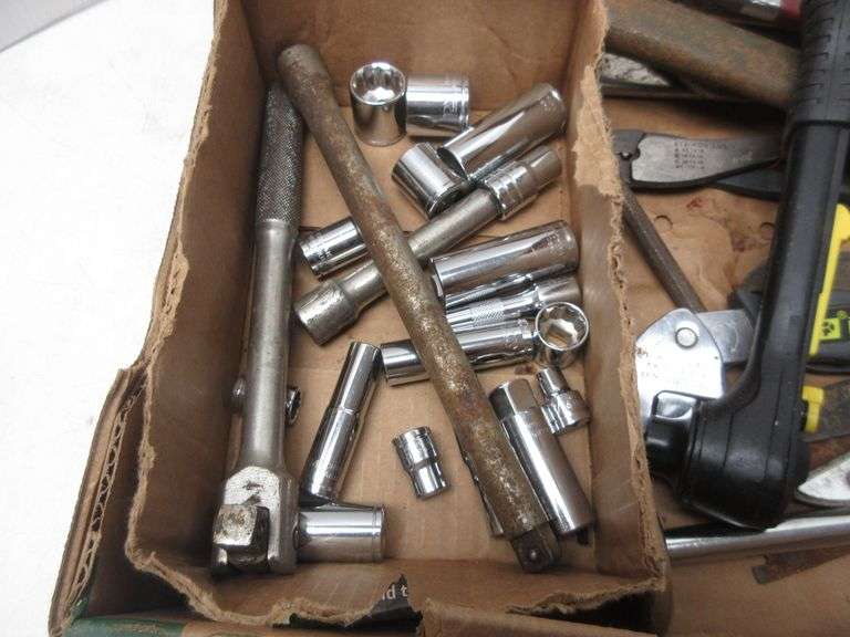 Large channel locks, clamps, hacksaw, crescent wrench, and set of ...