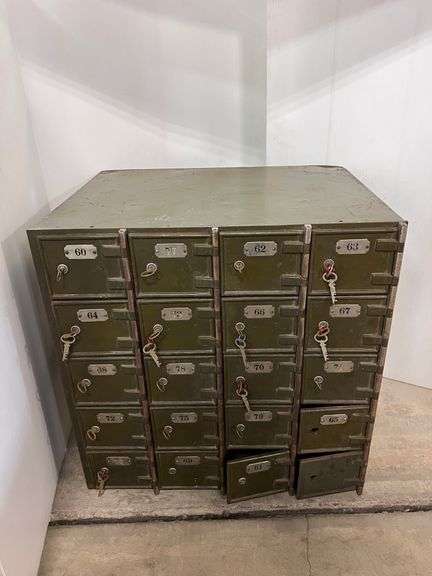 Old post office mailbox with keys, 22" x 17" x 22 1/4"H - Albrecht ...