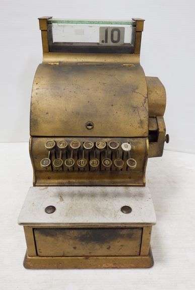 Older cash register, lever under top opens drawer, 12"W x 17"H, needs ...