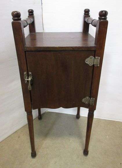 Antique smoking table, 11" x 12" x 27" - Albrecht Auction Service