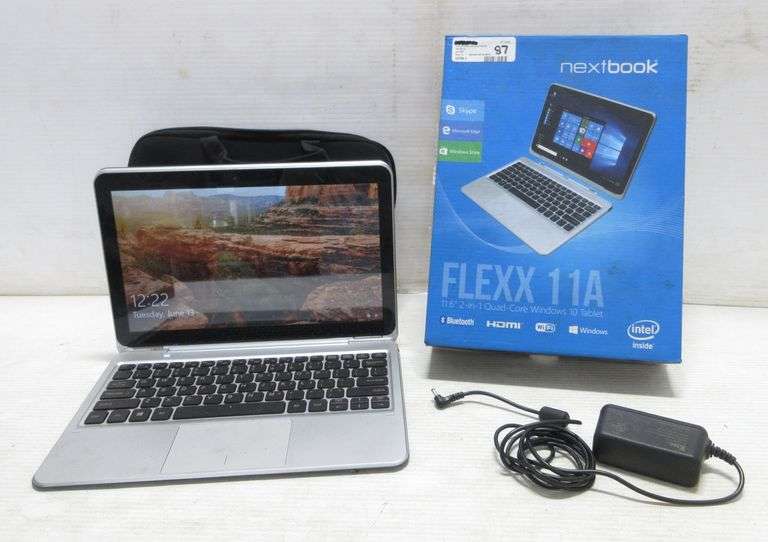 NextBook Flexx 11A laptop computer with charger, case, and original box - Albrecht Auction Service