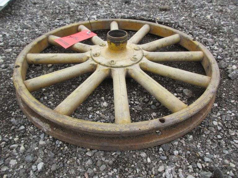 1920s to 1930s Yellow wood spoke wheel with pin striping for automobile ...
